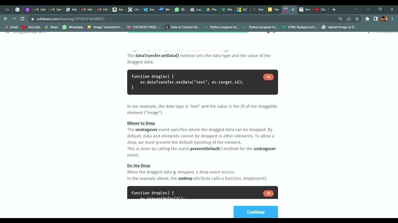 Drag&Drop API|HTML5|SOLOLEARN Answers - YouTube