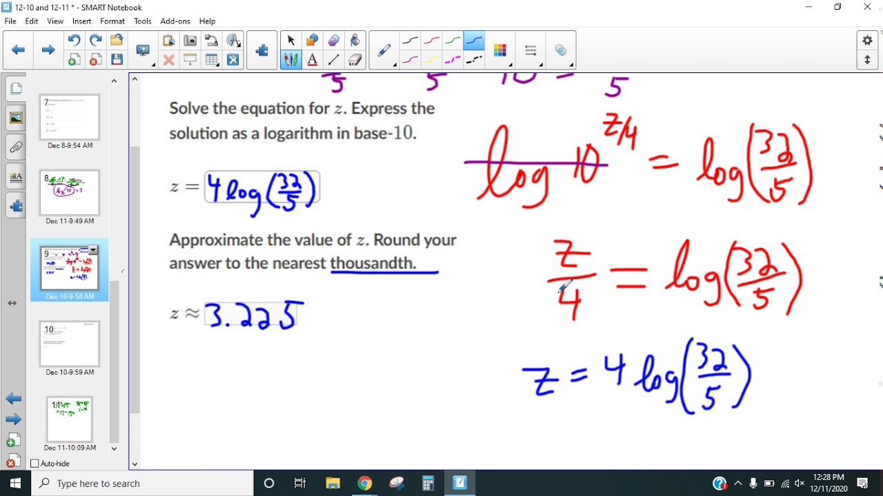 Solving Exponential Equations (base 10 and e) - YouTube