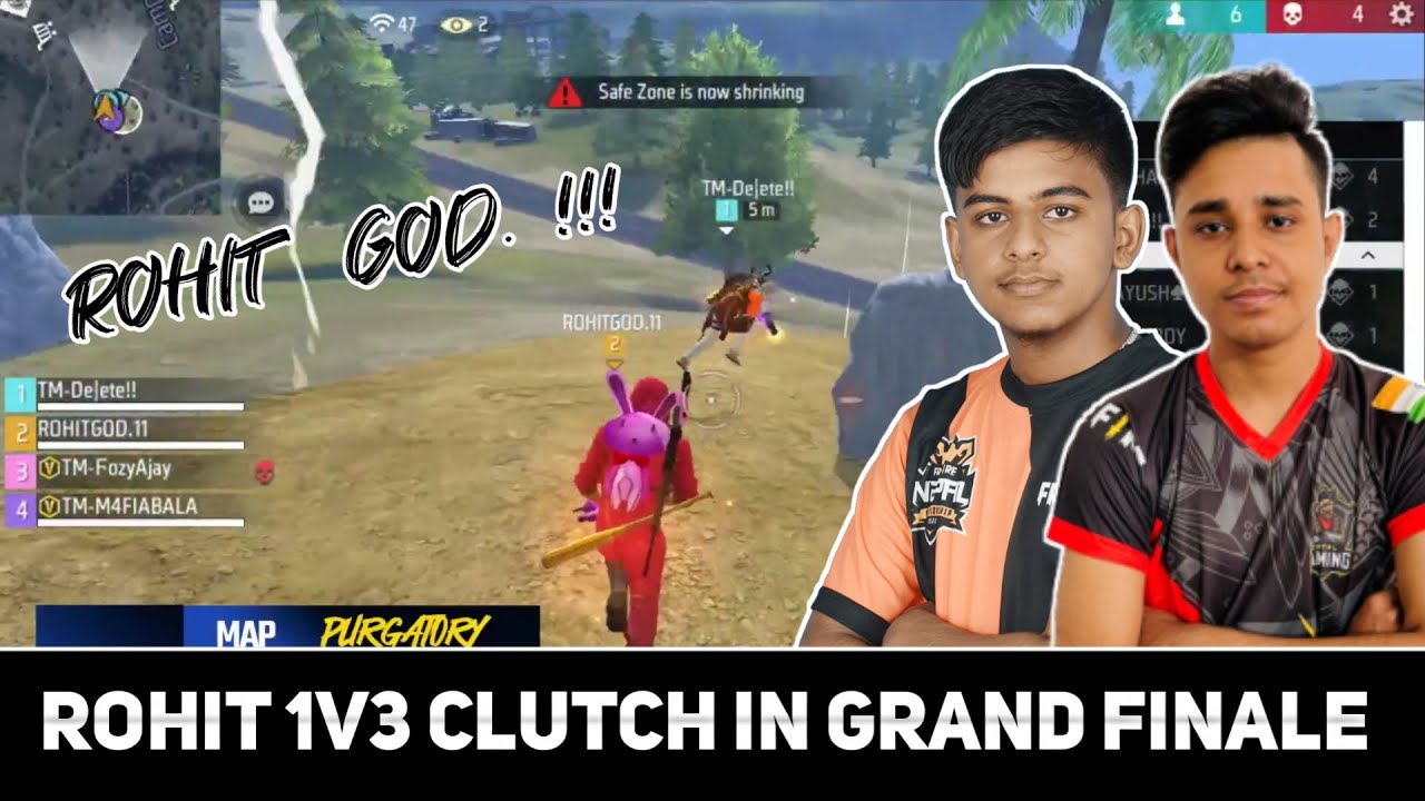 ROHIT FF 1V3 CLUTCH IN GRAND FINALE |TM ROHIT CLUTCH ? ROHIT GODD IS ON FIRE 🤐🤐 | TM OP BOOYAH 😯 ...