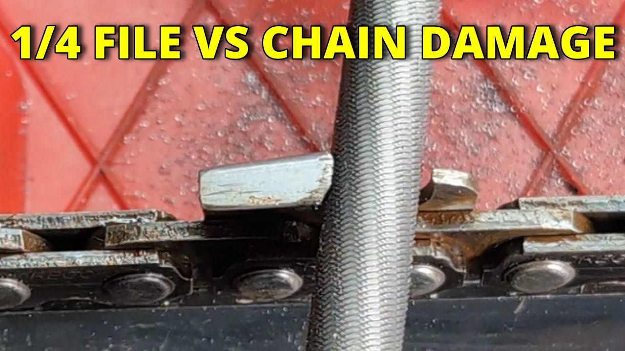Chain sharpening - 1/4" File on a badly damaged chain - YouTube