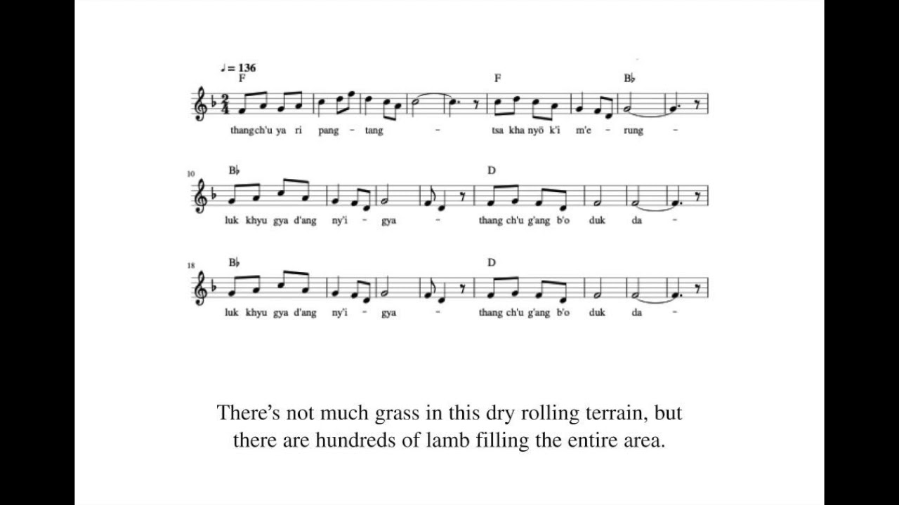 Drenjongke Nursery Rhyme No.15 "The dry rolling terrain" music score ...