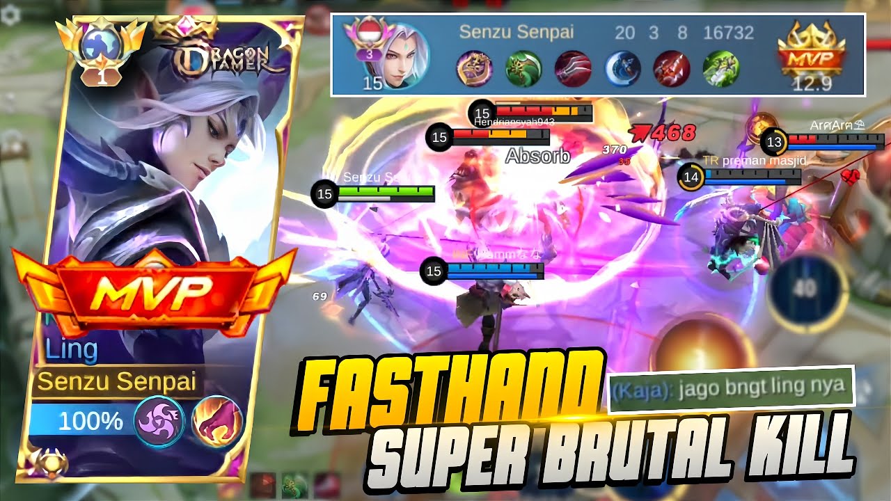 LING FASTHAND AGGRESSIVE For BRUTAL KILL | 20 Kill No Mercy • Mobile Legends - YouTube