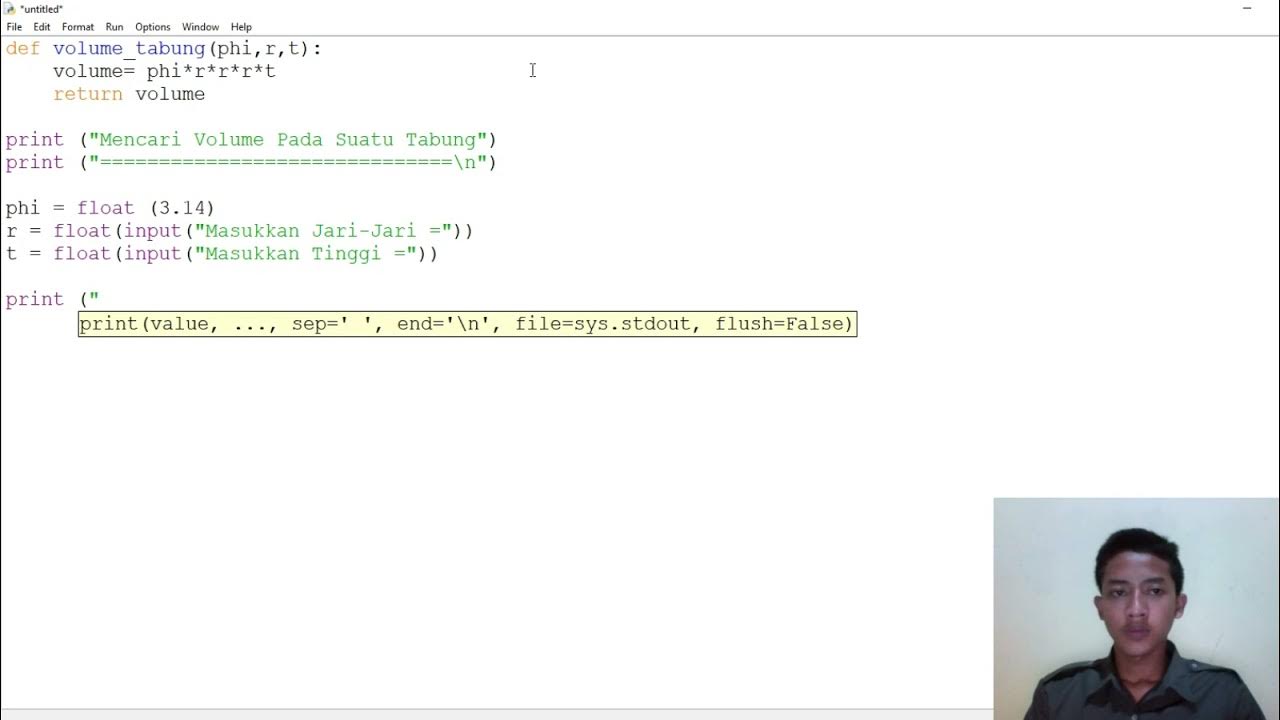 Fungsi def Python untuk menghitung Volume Tabung - YouTube