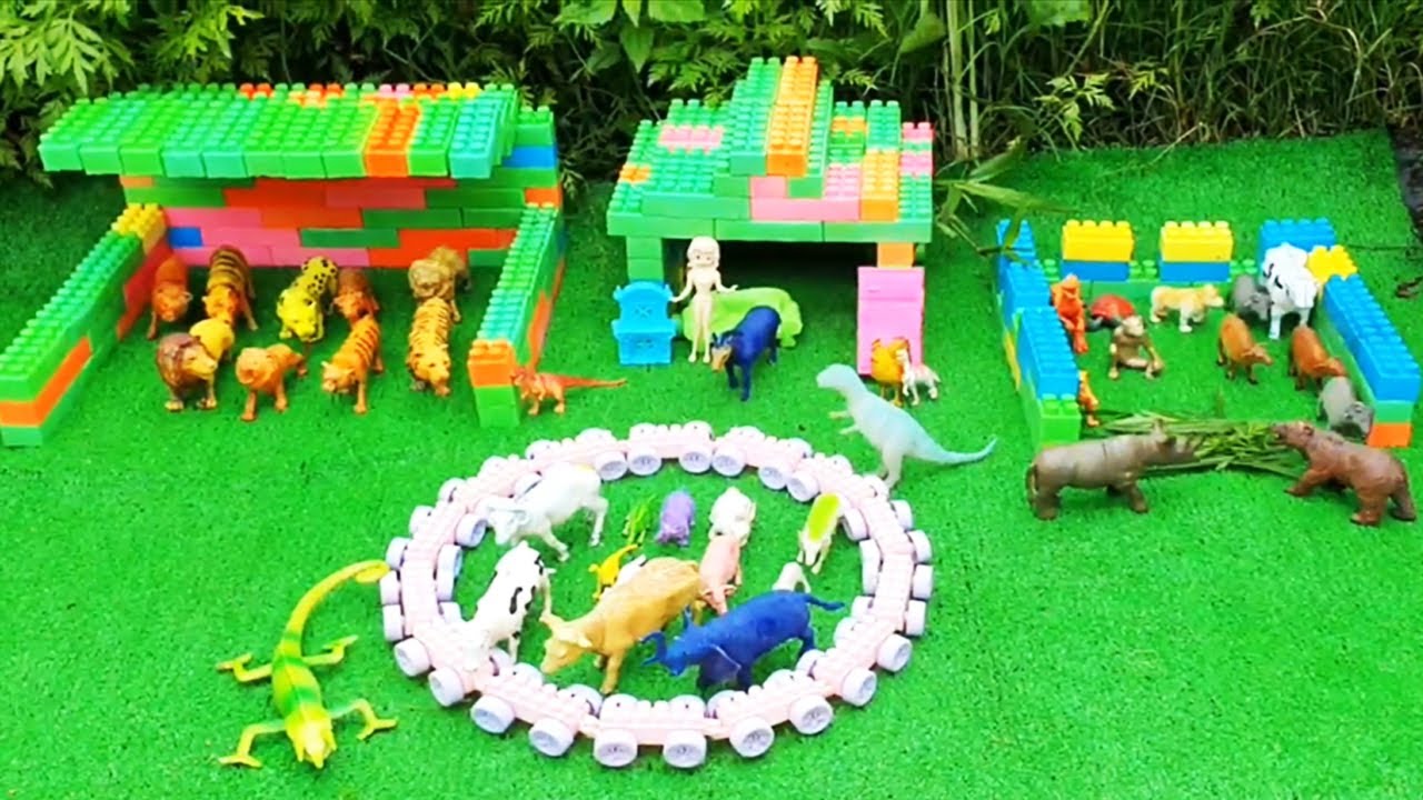 WOW Awesome video, Build Lego Farm Shed for Animals Toys, Lion, Tiger ...