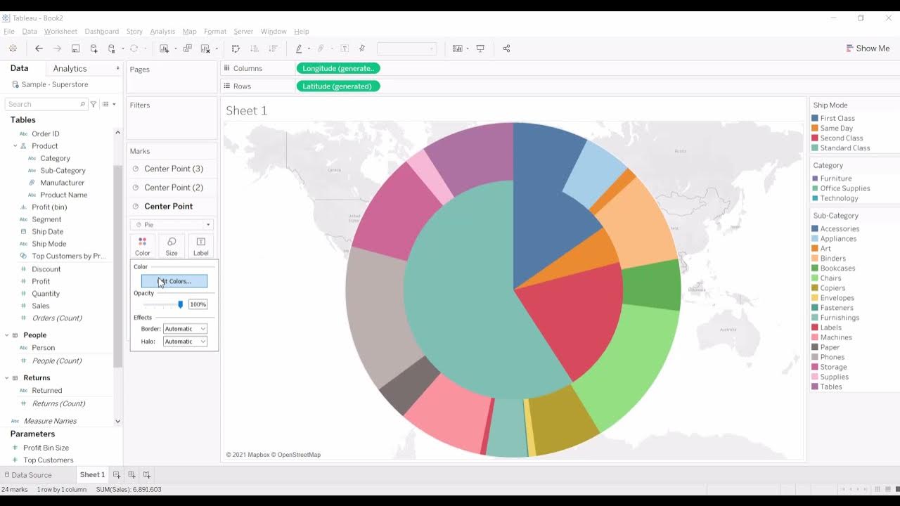 Create a Sunburst Chart with Map Layers in Tableau - YouTube