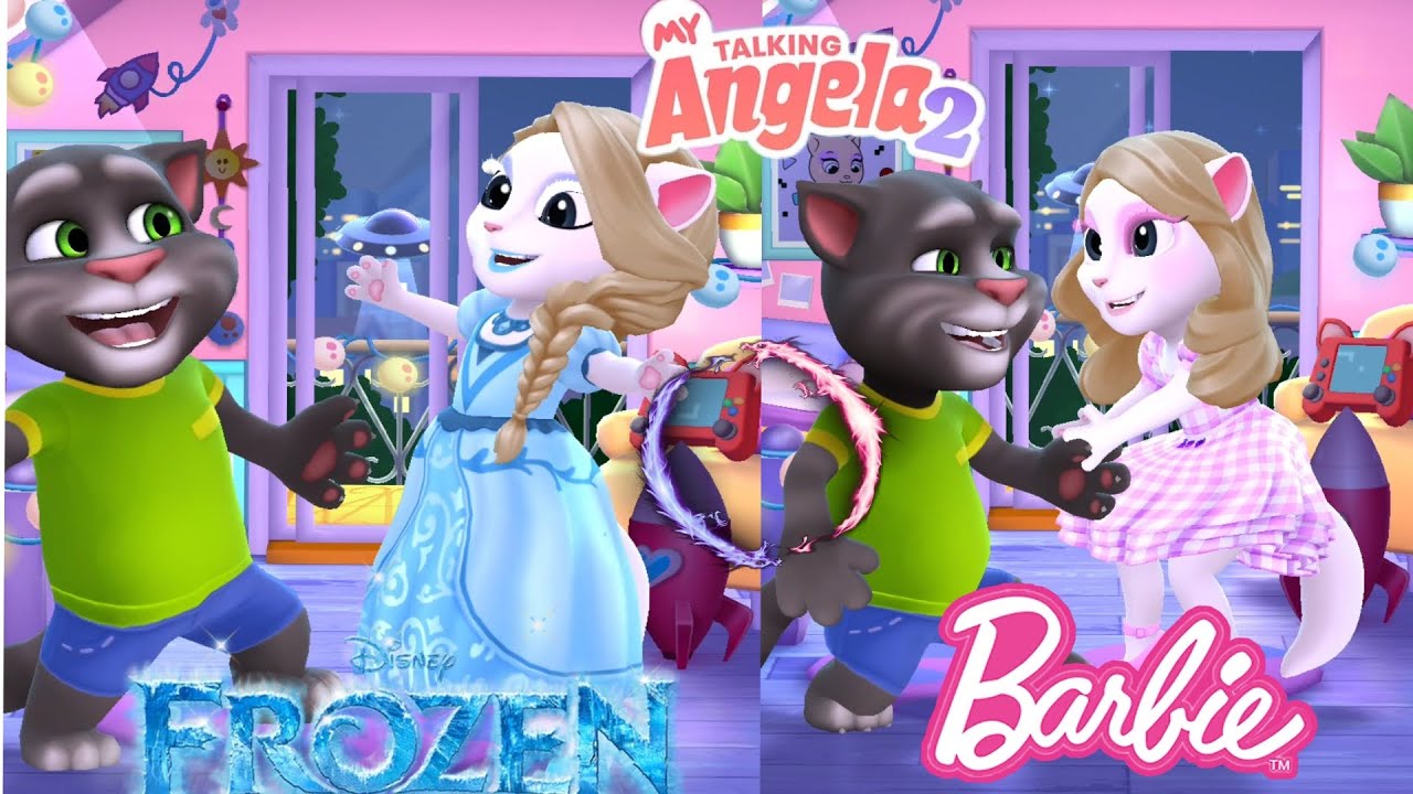 My talking Angela 2 And Tom || Frozen vs Barbie || Cosplay - YouTube