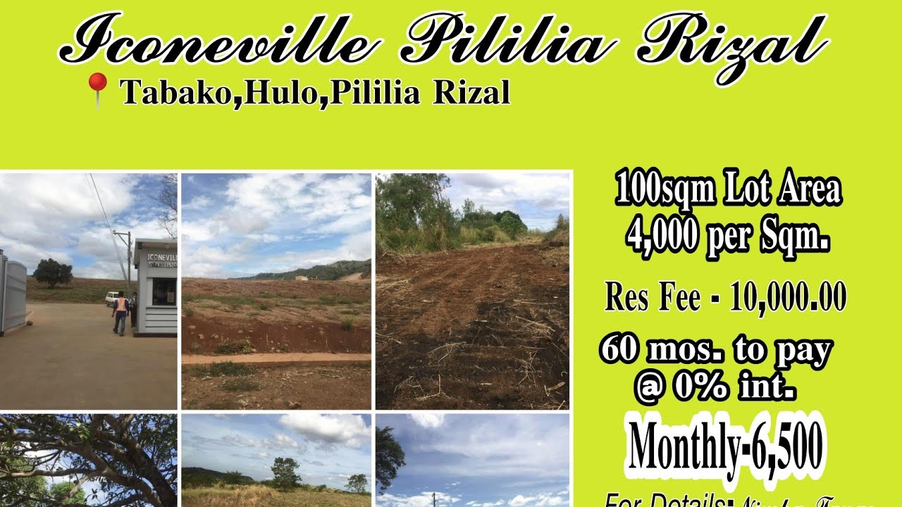 ICONEVILLE LOT FOR SALE!!HULO PILILLA RIZAL as low as 3,916/mo - YouTube