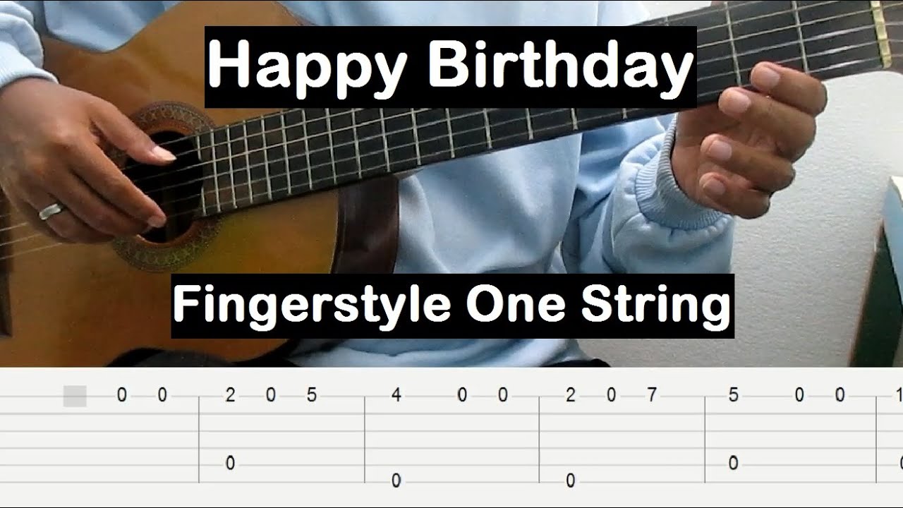 Happy Birthday Guitar Tutorial Fingerstyle One String for Beginner Slow ...