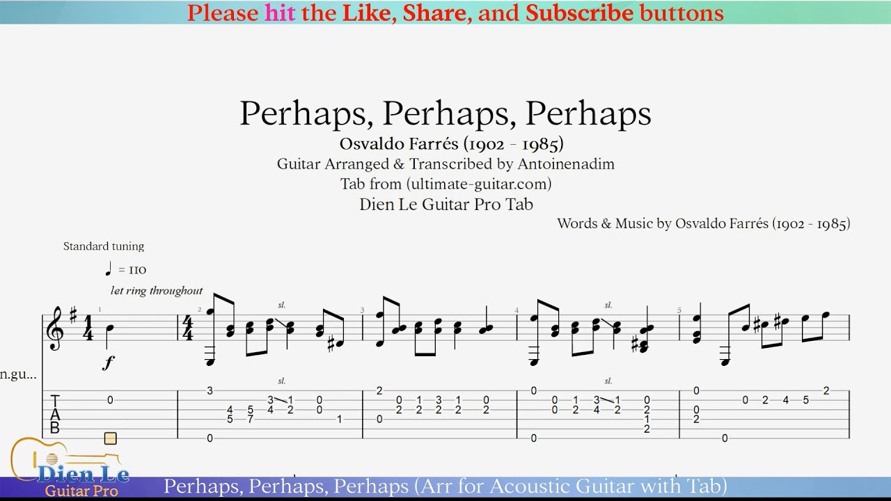 Perhaps, Perhaps, Perhaps (Arr for Acoustic Guitar with Tab) - YouTube