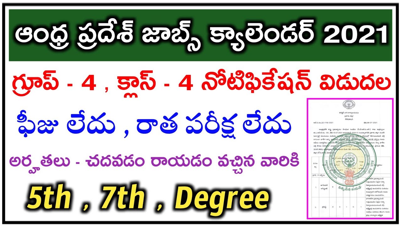 AP Group-4, Class-4 jobs notification 2021 | AP Jobs calendar latest ...