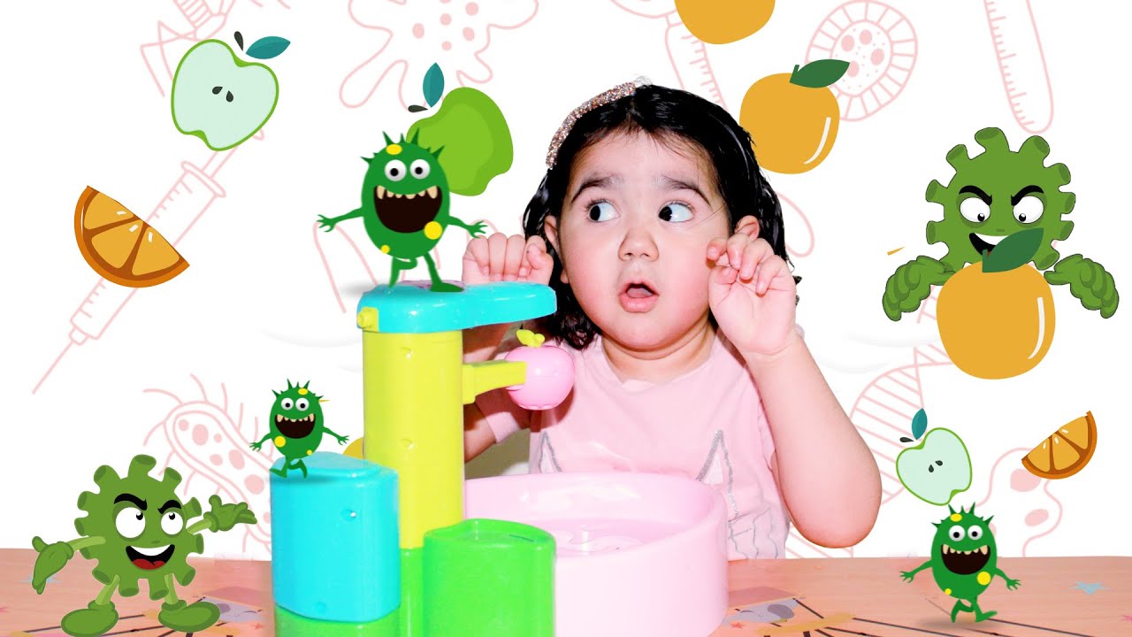 Jasmeh & Kids Educational Video about Germs | Pretend Play with Fruits ...