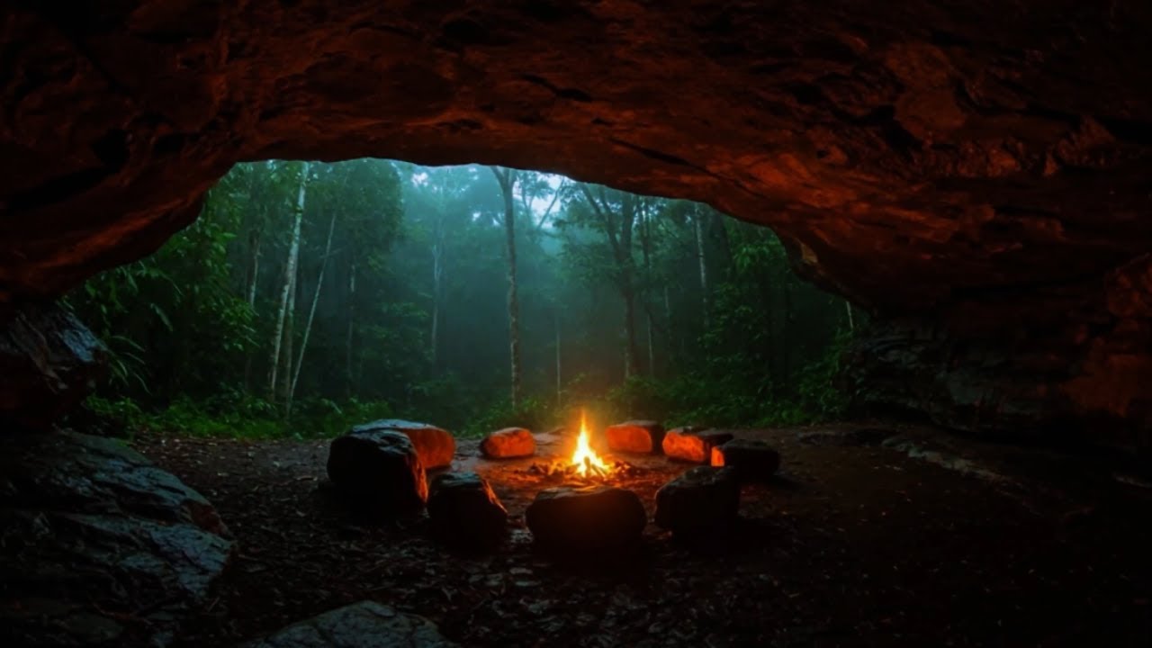 Rain Sounds Echo Inside Forest Cave | Shelter Camping Ambience for Relaxation - YouTube