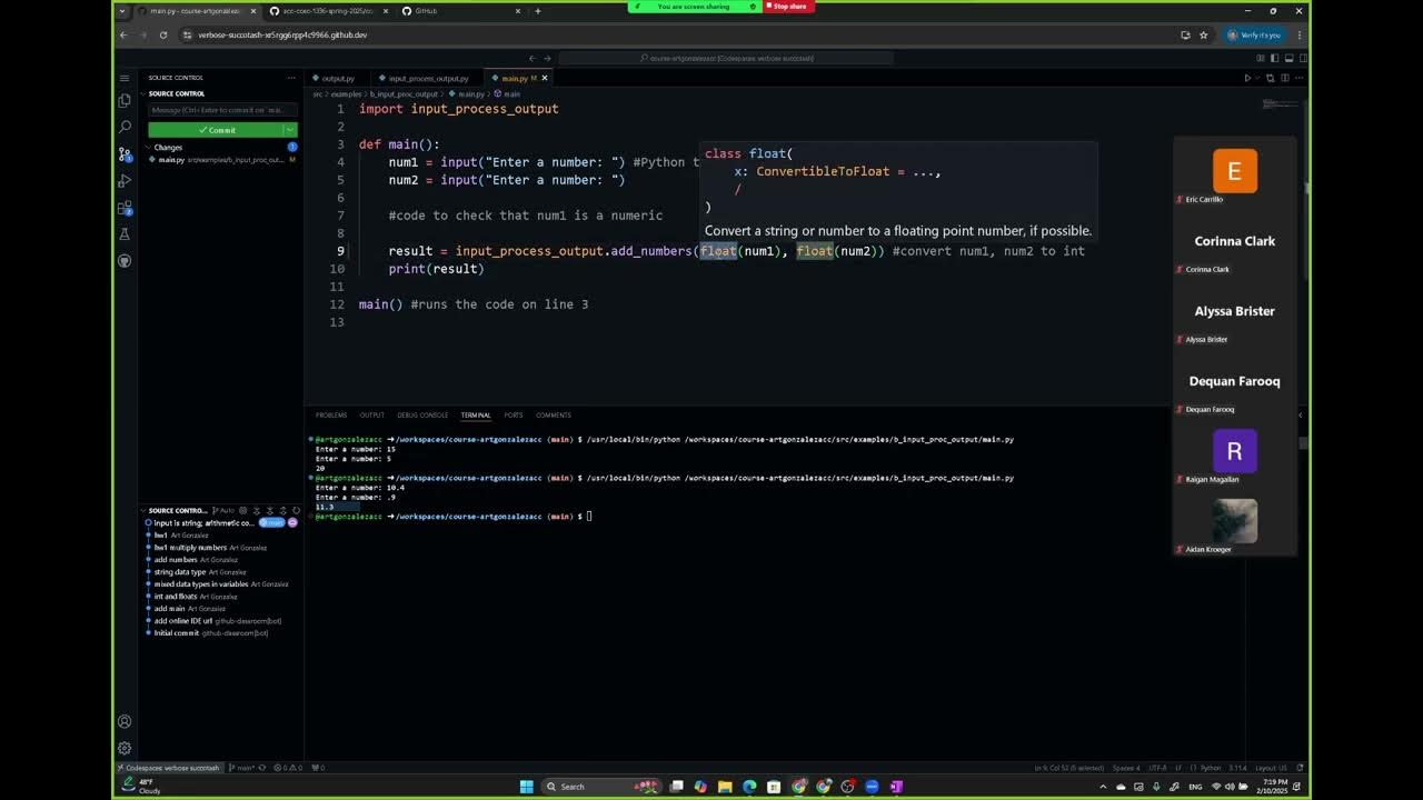 021025 COSC 1336 Python float(decimal) conversion - YouTube