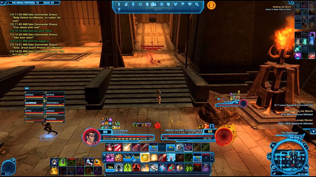 SWTOR - Dread Fortress 8HM - 2nd boss (Gate Commander Draxus) - YouTube