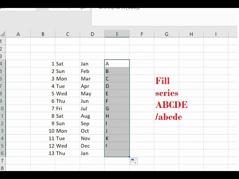 How to fill series alphabets ( ABCDE /abcde) in Excel - YouTube