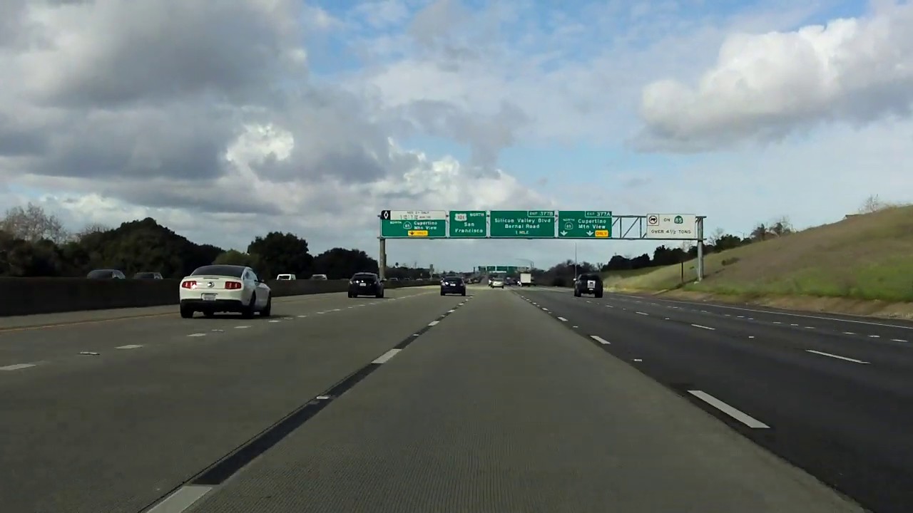 South Valley Freeway (US 101 Exits 373 to 377) northbound - YouTube