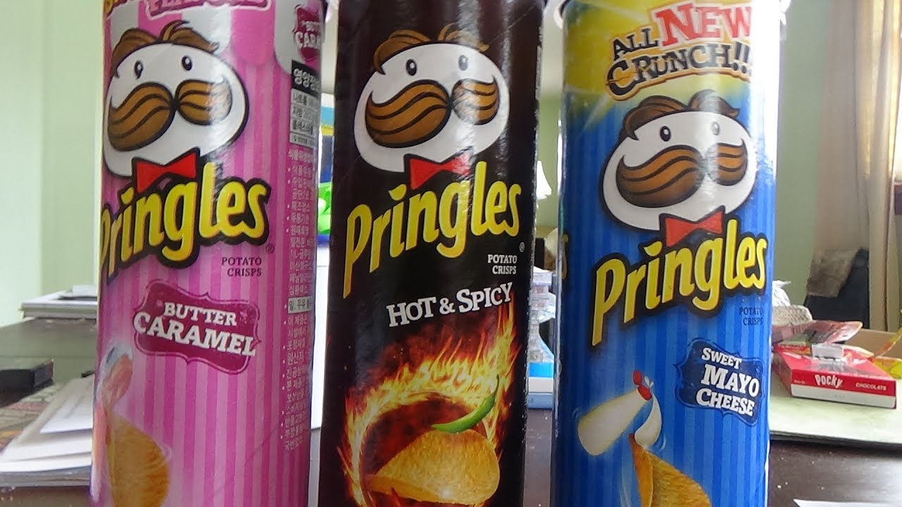Pringles Butter Caramel Hot & Spicy Sweet Mayo Cheese Review - YouTube