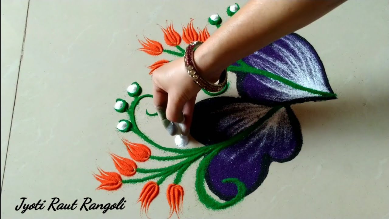 Innovative and creative beautiful rangoli design by Jyoti Raut Rangoli ...