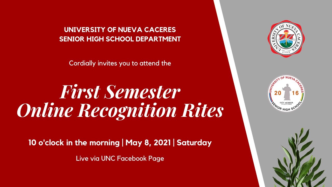 UNC SHS 1st Semester Online Recognition SY 2020 - 2021 - YouTube