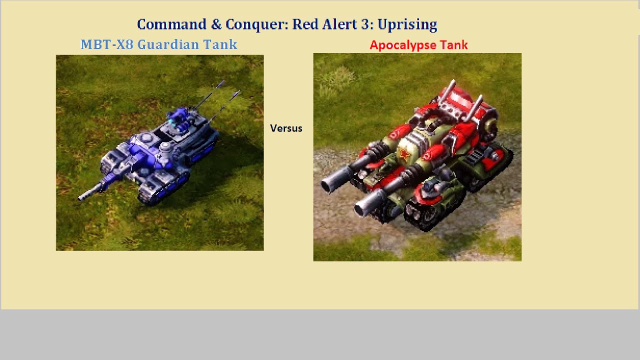 C&C Red Alert 3 - guardian tank vs apocalypse tank - YouTube
