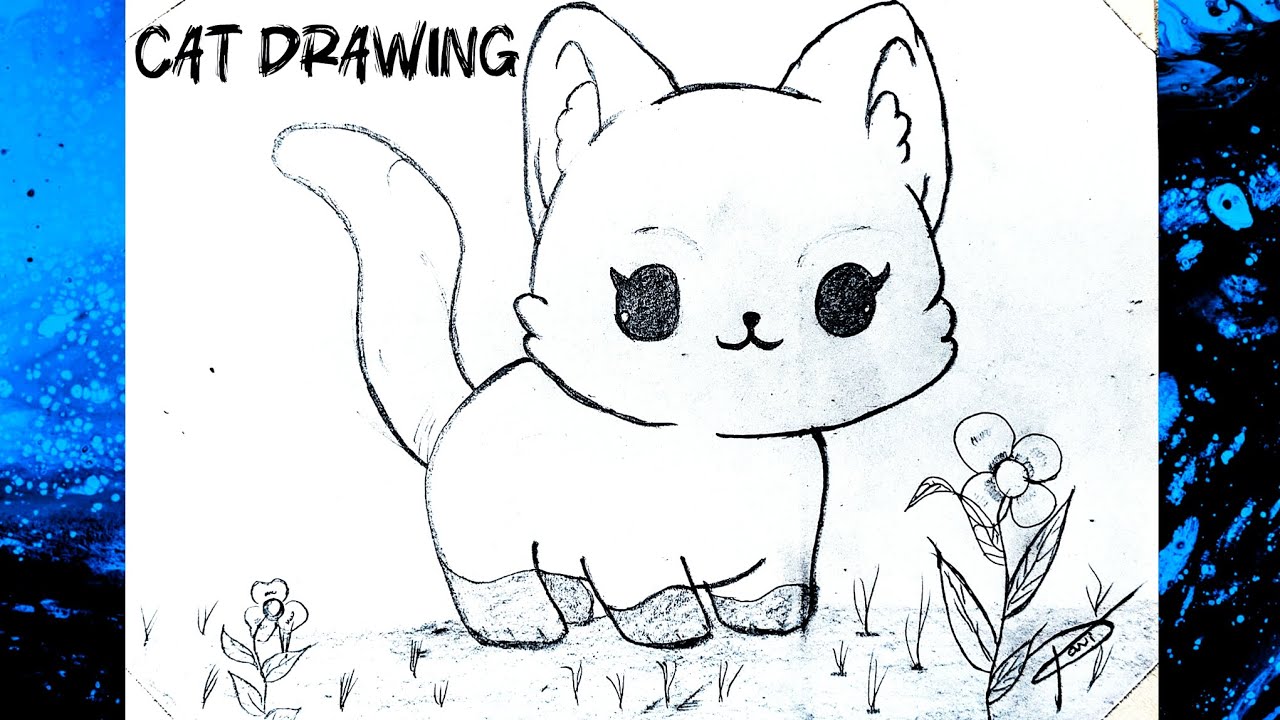 Watch Me Draw the Cutest Baby Cat Ever! 🐱 ️ || simple trick for drawing ...