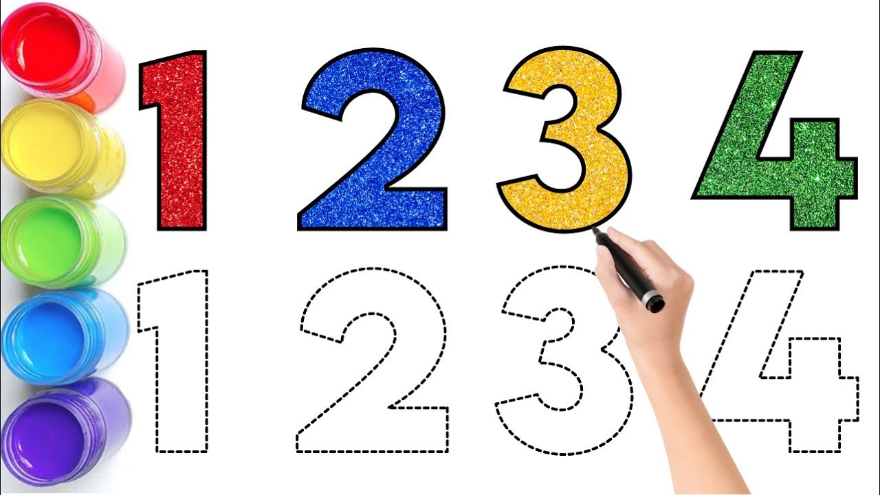 How to Draw Numbers 1234 Easy Step by Step for Kids - YouTube