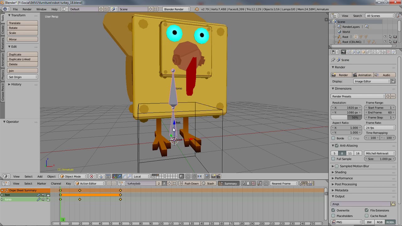 Robot Turkey Pt.6 modifying rig & animations in Blender - YouTube