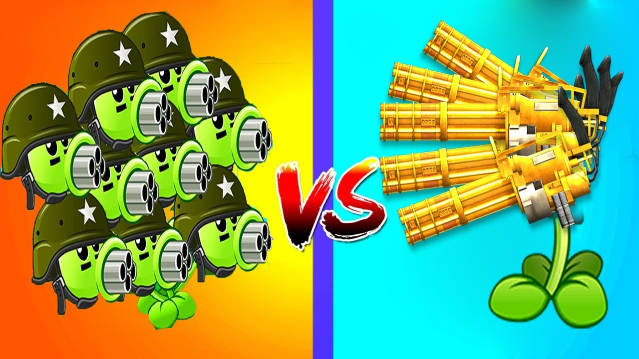 Plants vs Zombies Gatling Gun-Gold vs Gatling Pea - YouTube