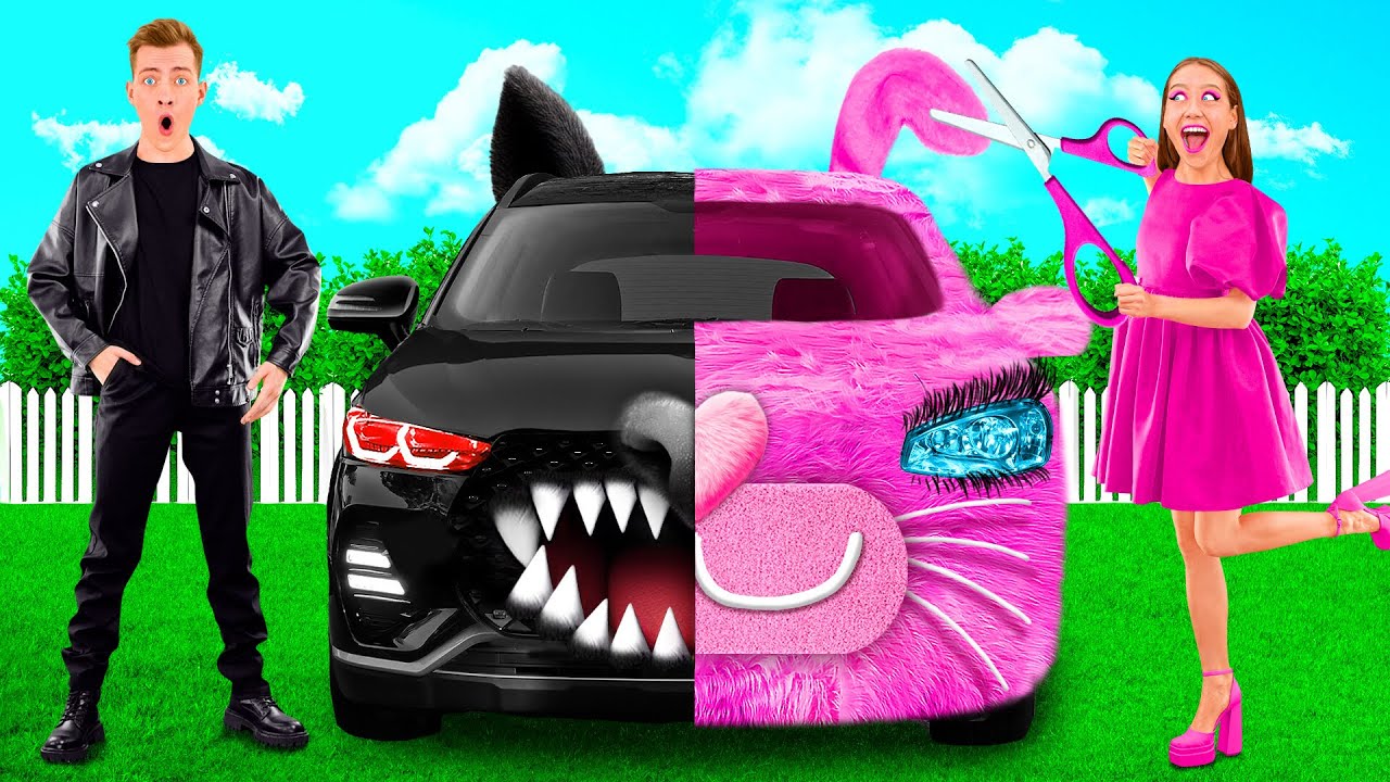 Mobil Merah Muda vs Mobil Hitam Tantangan | Tantangan Lucu DuKoDu ...