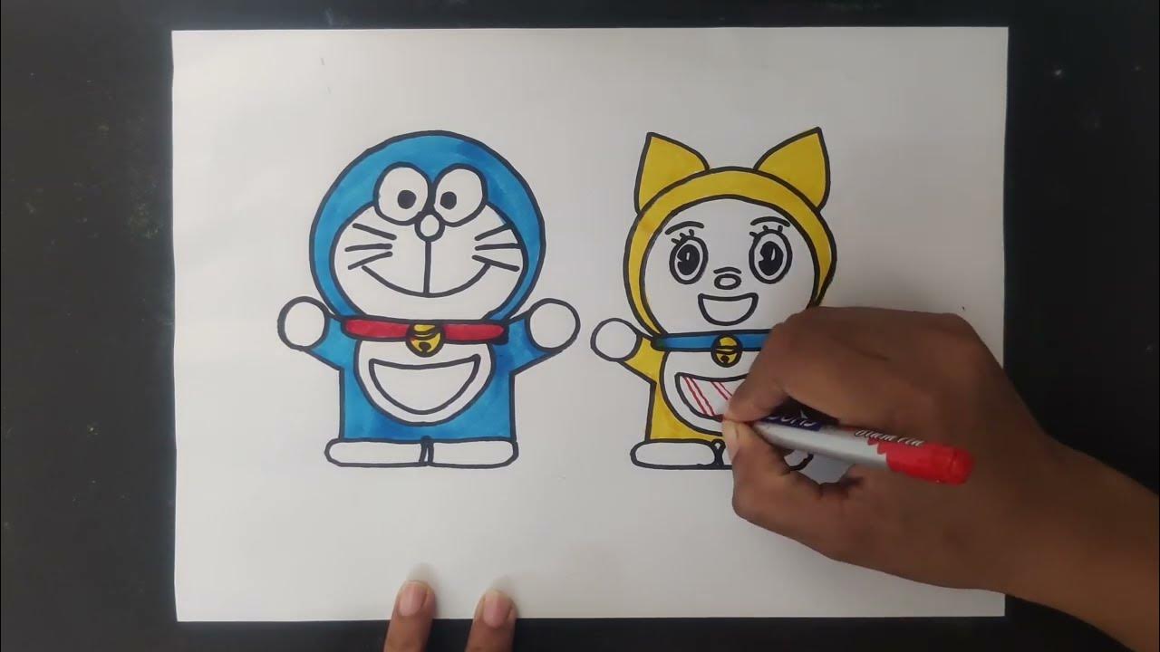Doraemon cartoon character drawing easy || how to draw Doraemon cartoon ...