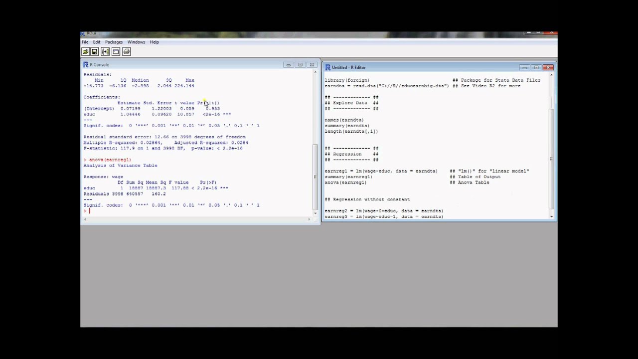 R4. Running a regression (Econometrics in R) - YouTube