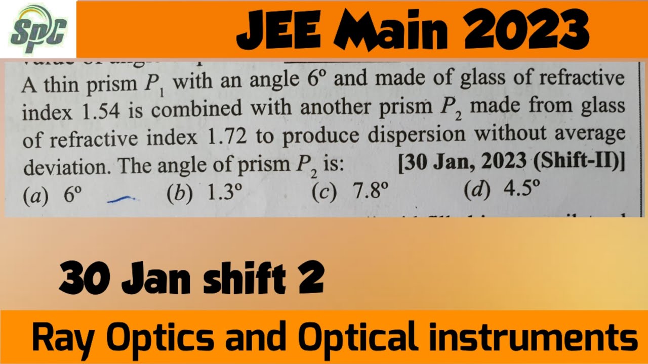 A thin prism P1 with an angle 6° and made of glass of refractive index ...