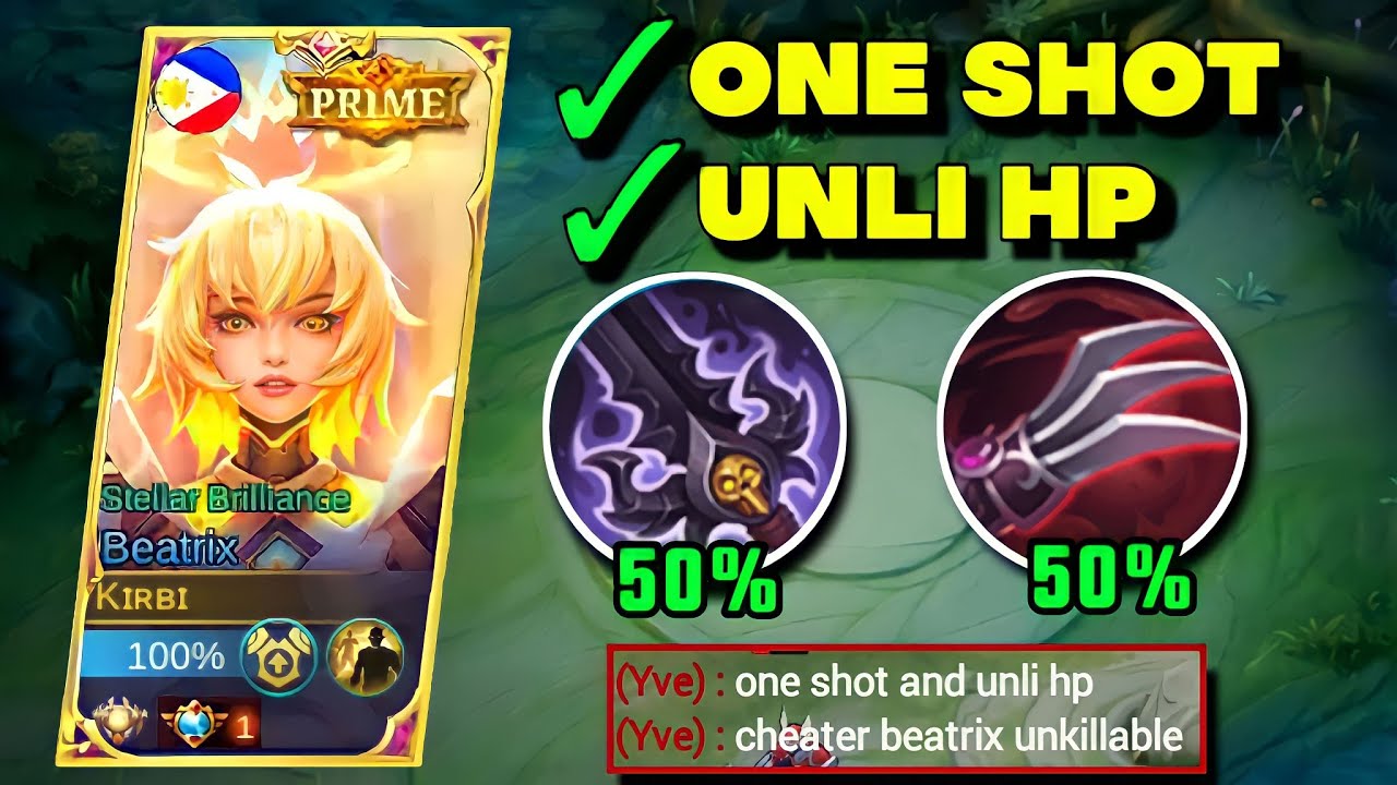 BEATRIX UNLI HP AND ONE SHOT BUILD IS UNKILLABLE 🔥 | BEATRIX BEST BUILD ...