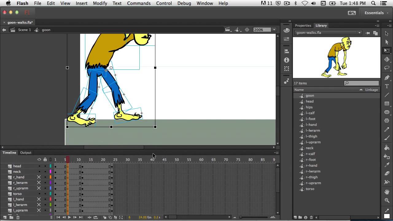 Flash (any version): Walk cycle without bones (2 of 3 - poses) - YouTube