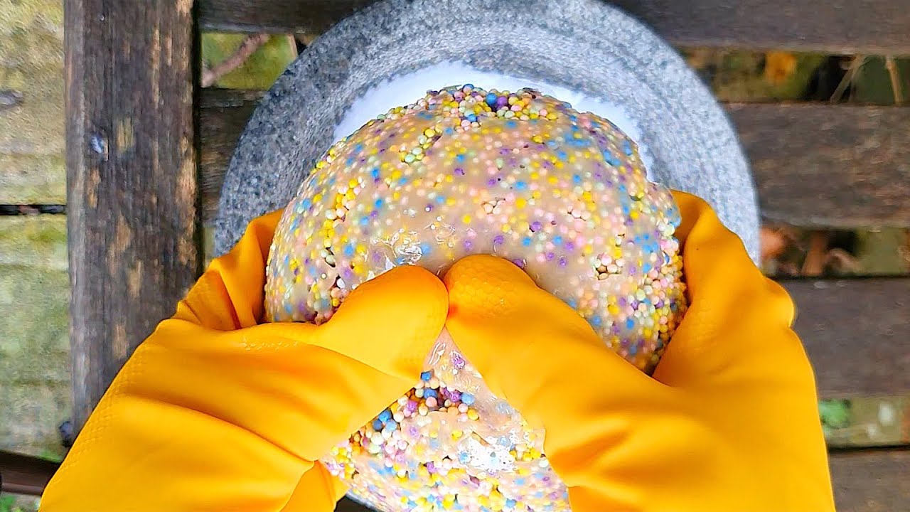 Satisfying Crushing ASMR Floam Crush With Shaving Gel - YouTube