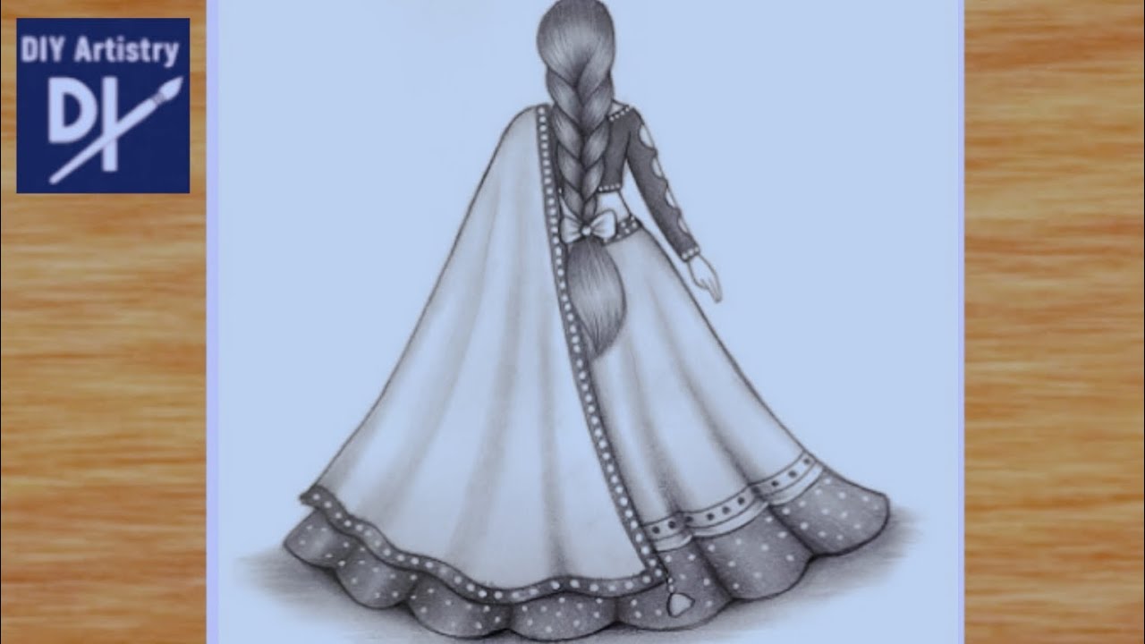 Beautiful Girl Back Pose Drawing | Easy Step-by-Step Pencil Sketch for ...
