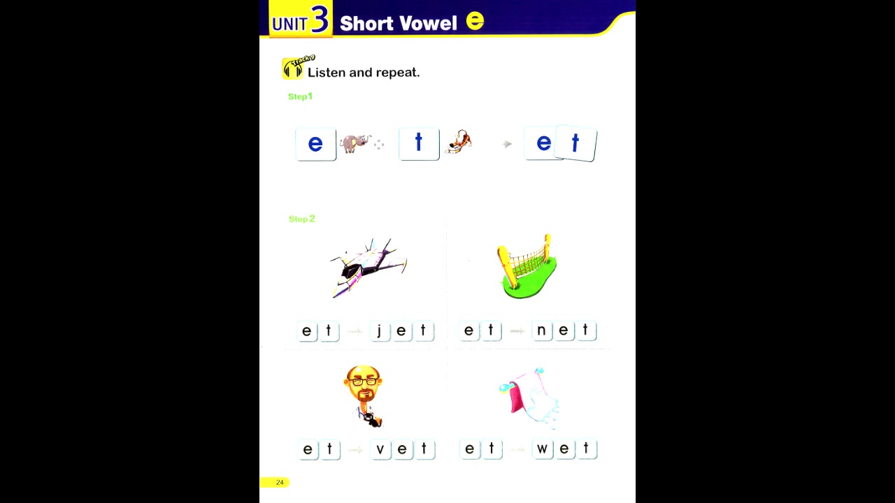 page 24 smart phonics 2 unit3 short vowel e #SmartPhonics2 - YouTube
