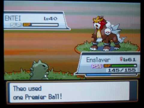 Pokémon Heart Gold: Catching Entei in a Premier Ball - YouTube
