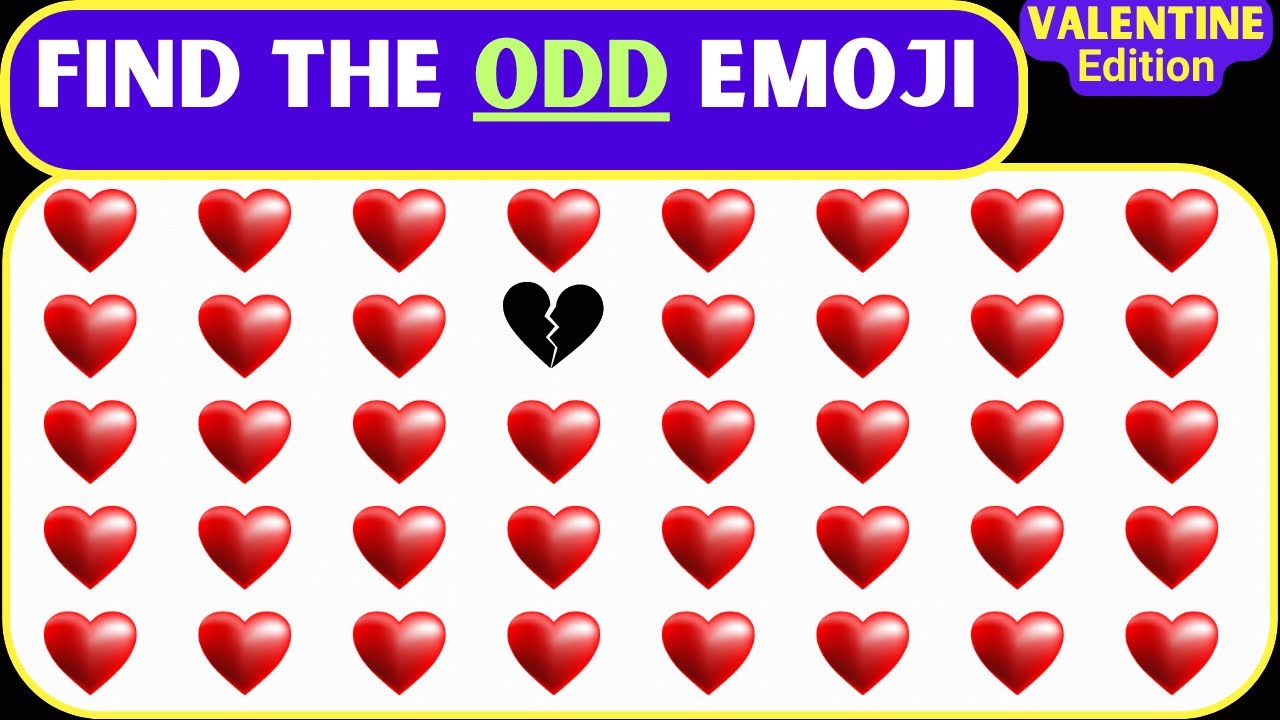 Find The Odd Emoji Quiz -Valentine Edition ️💏| Odd One Out Love Quiz ...