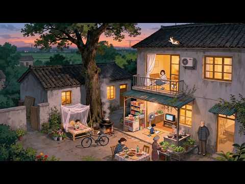 A peaceful Life in the Village | Cooking, Rice Fields & Sunset | Ghibli - Style Video