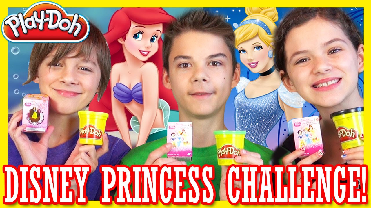 DISNEY PRINCESS PLAY DOH CHALLENGE! | ARIEL BELLE CINDERELLA | Kinder ...
