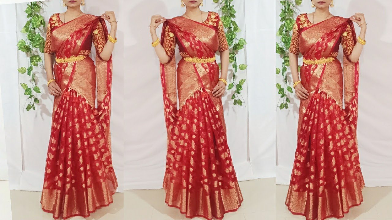 SAREE WEARING NEW ELEGANT STYLE CONVERT SAREE NEW WAY/SAREE KAISE ...