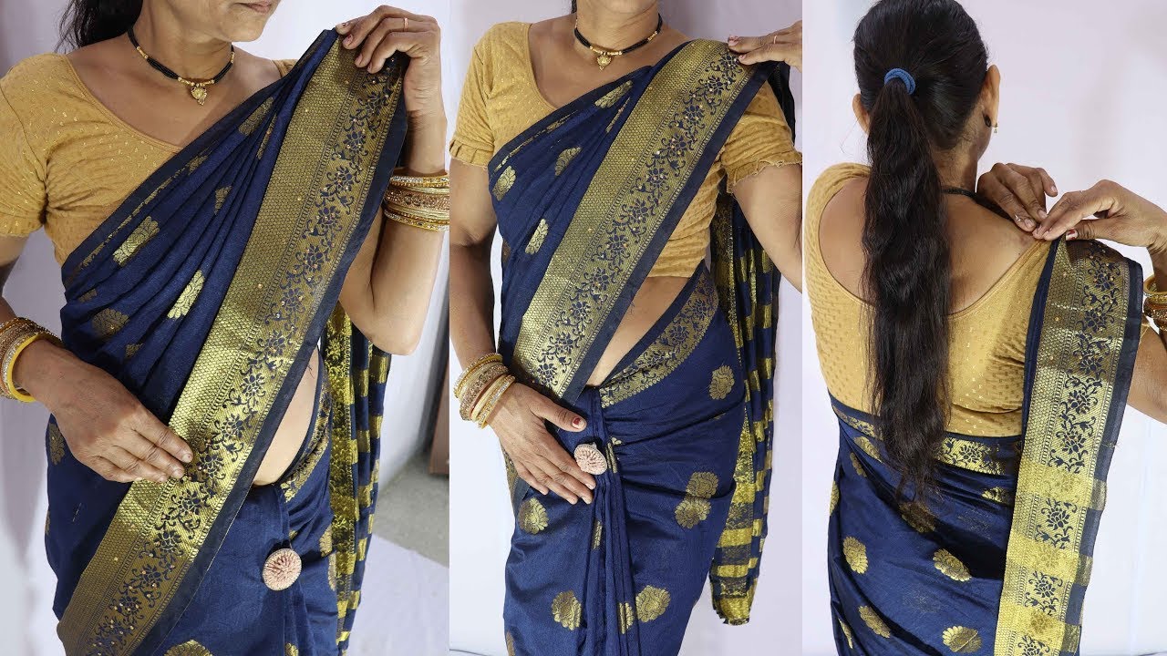 How To Wear Cotton Saree With Perfect Pleates | Easy & Simple Cotton ...