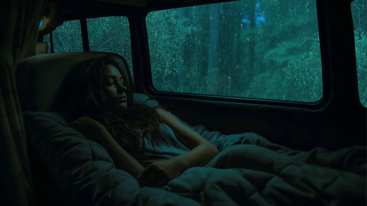 Heavy rain and Wind in lonely Camper Van for Insomnia Relief - YouTube