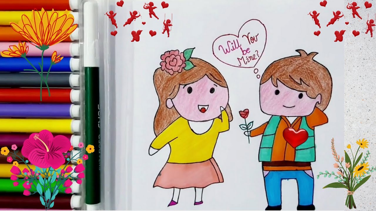 Propose Day Special| Valentine Day Drawing Easy|Pencil Drawing Step By ...