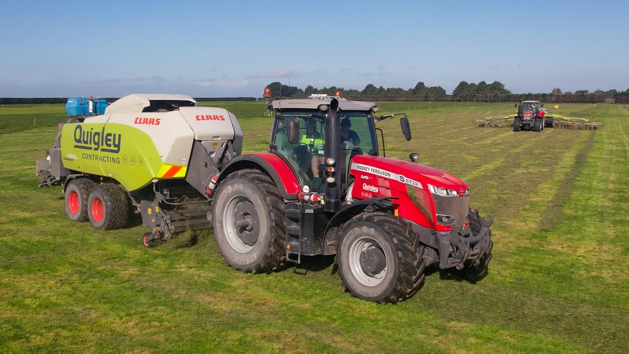Massey Ferguson 8732S Baling Grass Silage w/ Claas 5300 RC | Quigley ...