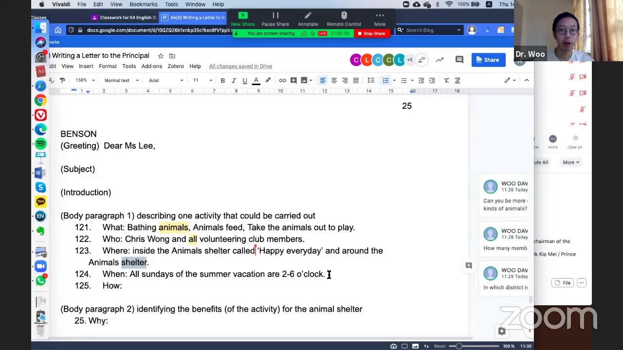 Zoom Lesson 14.5.20: 4A Writing A Letter to the Principal Part 1 - YouTube