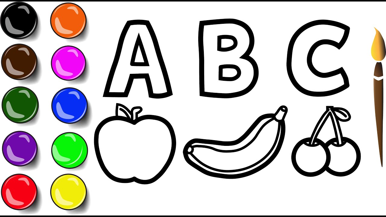 ABC Fruits Drawing, Painting and Coloring for Kids & Toddlers | Video ...