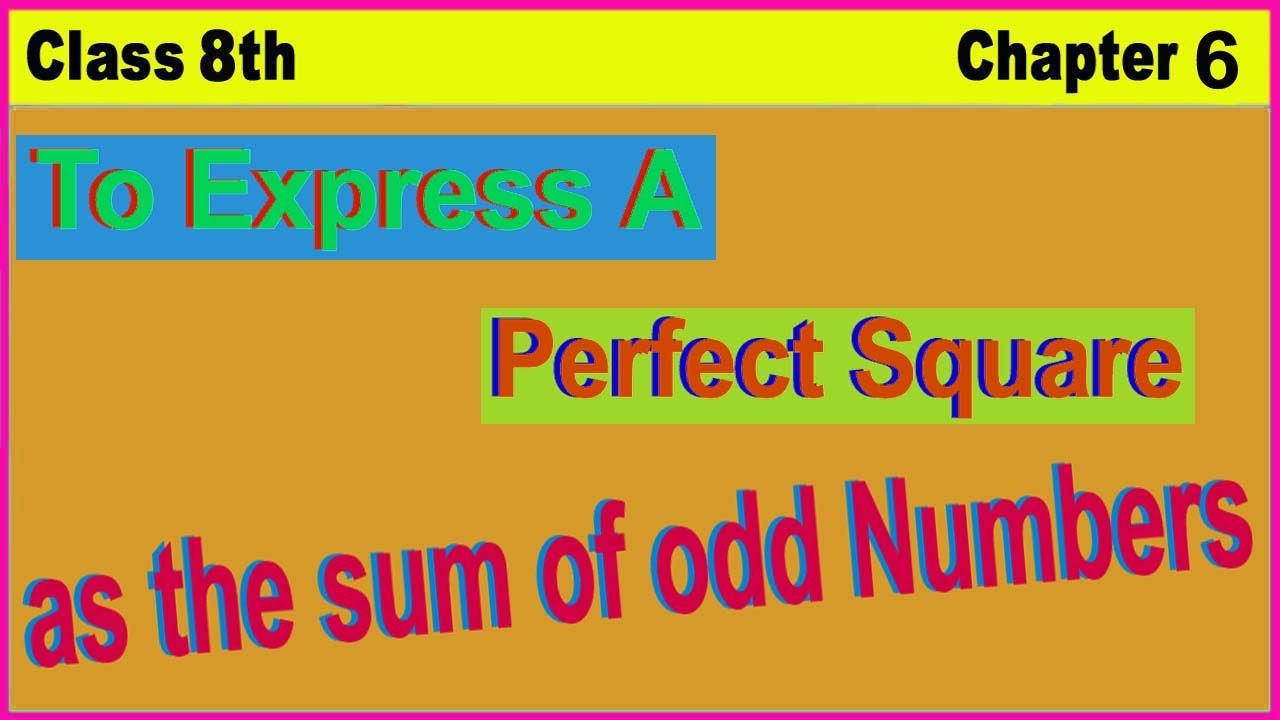 To express a perfect square as the sum of odd number - YouTube