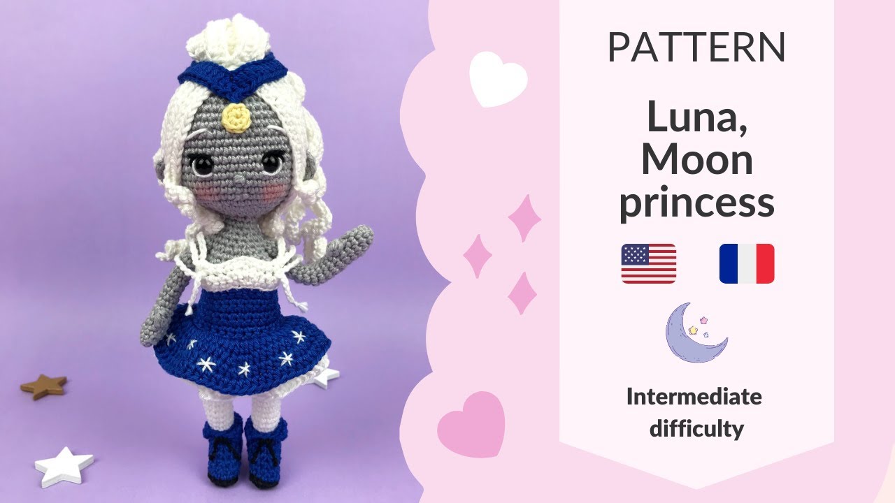 FR/US - 🌒 Luna, la princesse de la Lune 🌔 - Patron crochet amigurumi ...